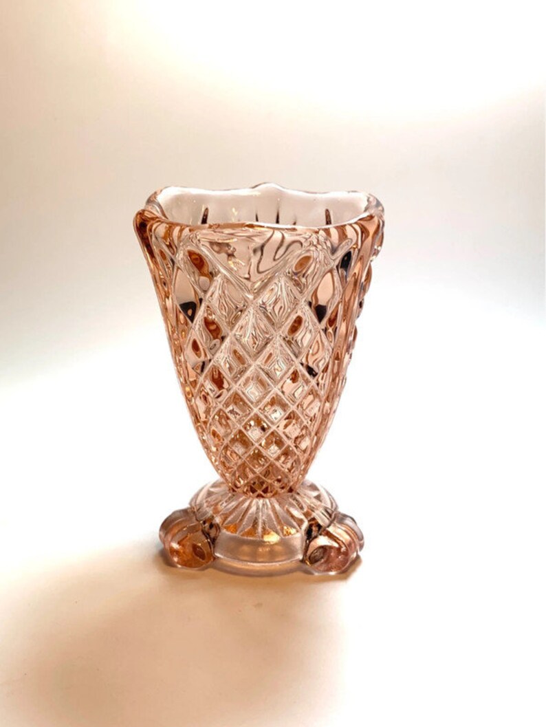 Art Deco Pink Glass Vase. Vintage Pressed Glass Vase, Small Vase for ...
