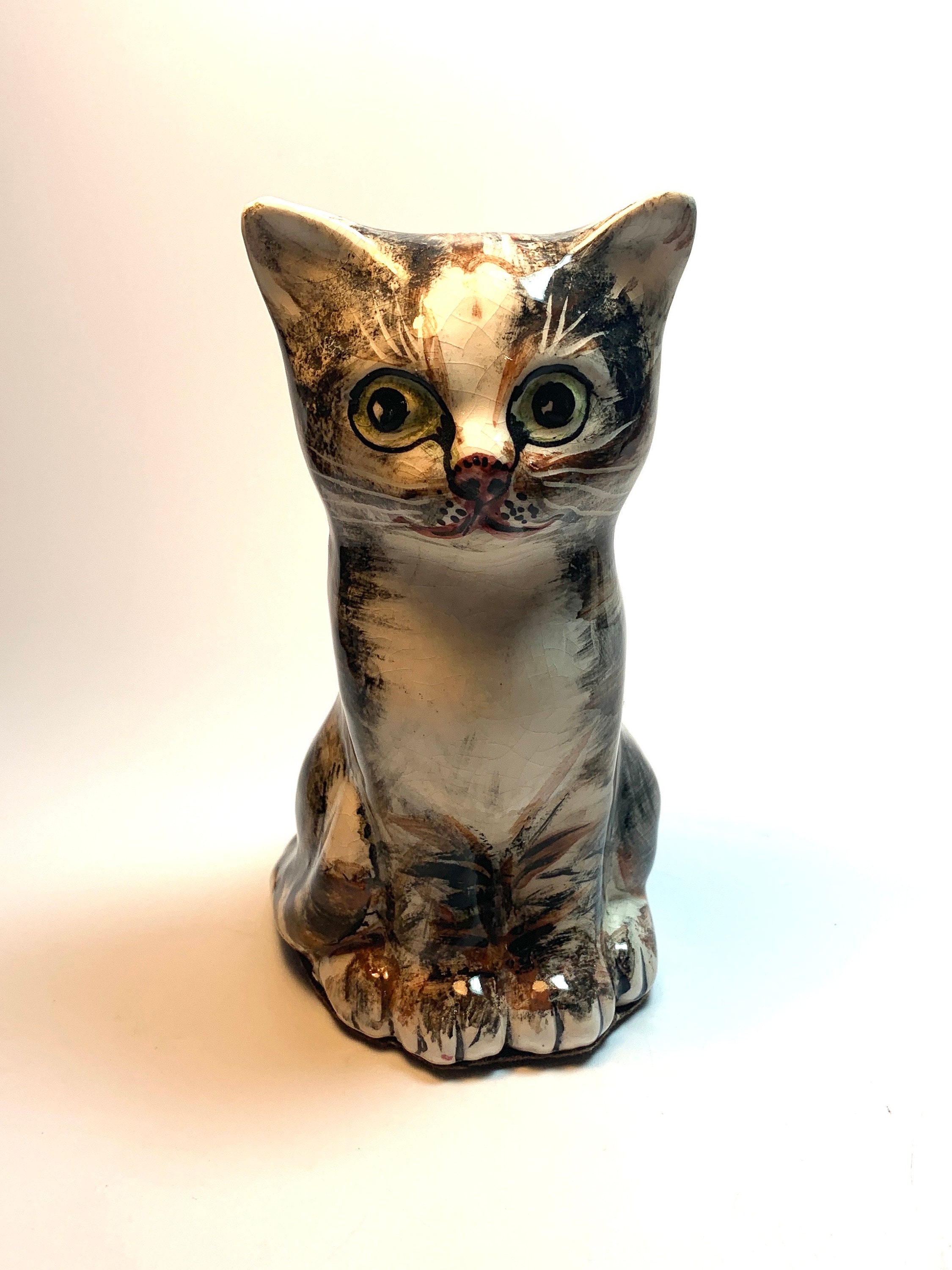 Vintage Winstanley Cat Figurine. Tabby Cat Figurine. Earthenware Cat ...