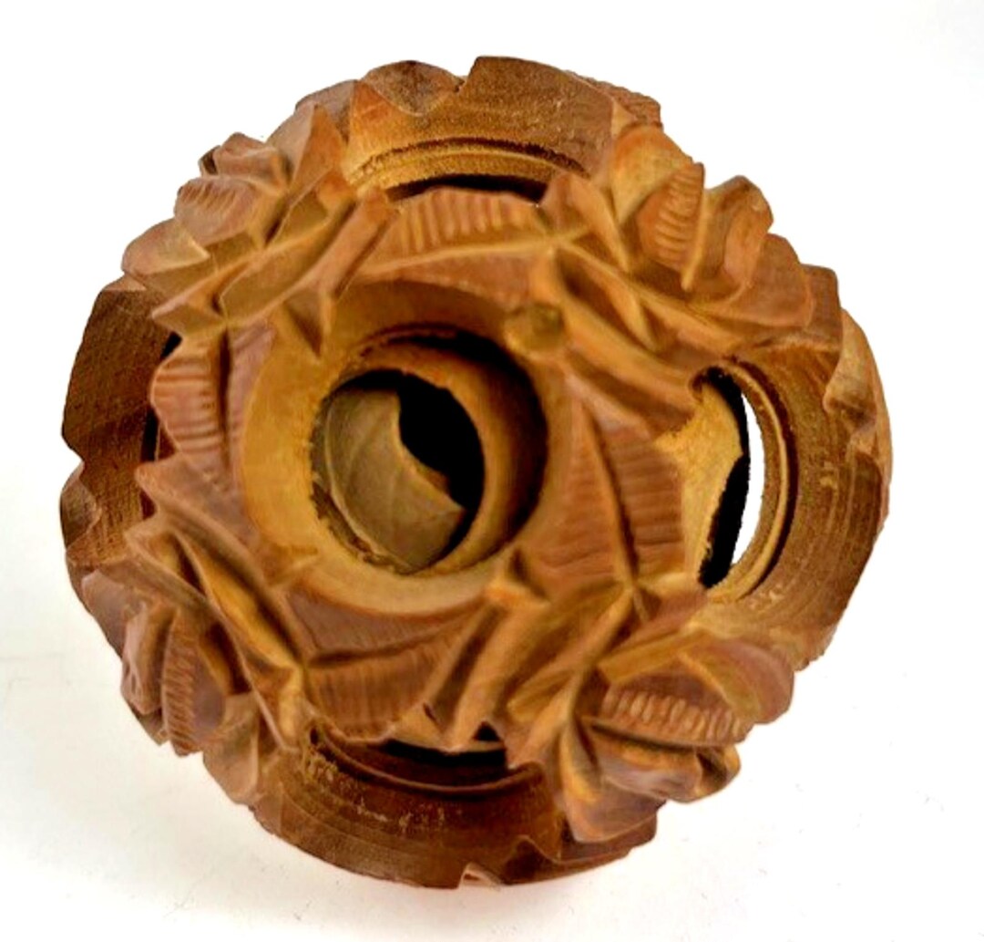 Vintage Chinese Puzzle Ball, Hand Carved in Sandalwood 5 Layer Asian ...