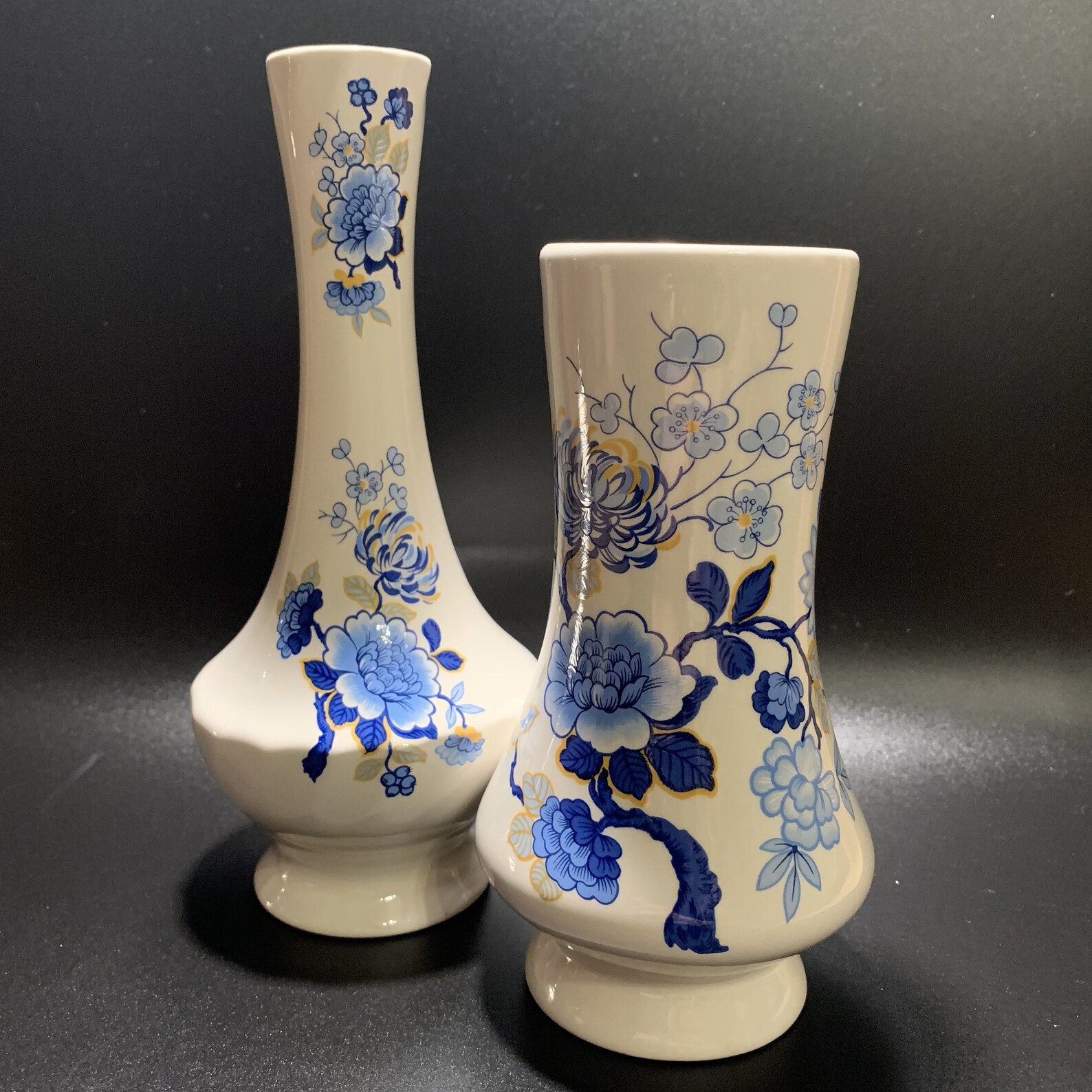Melba Ware Vase Set Mid-century Home Decor in Blue and White Floral ...