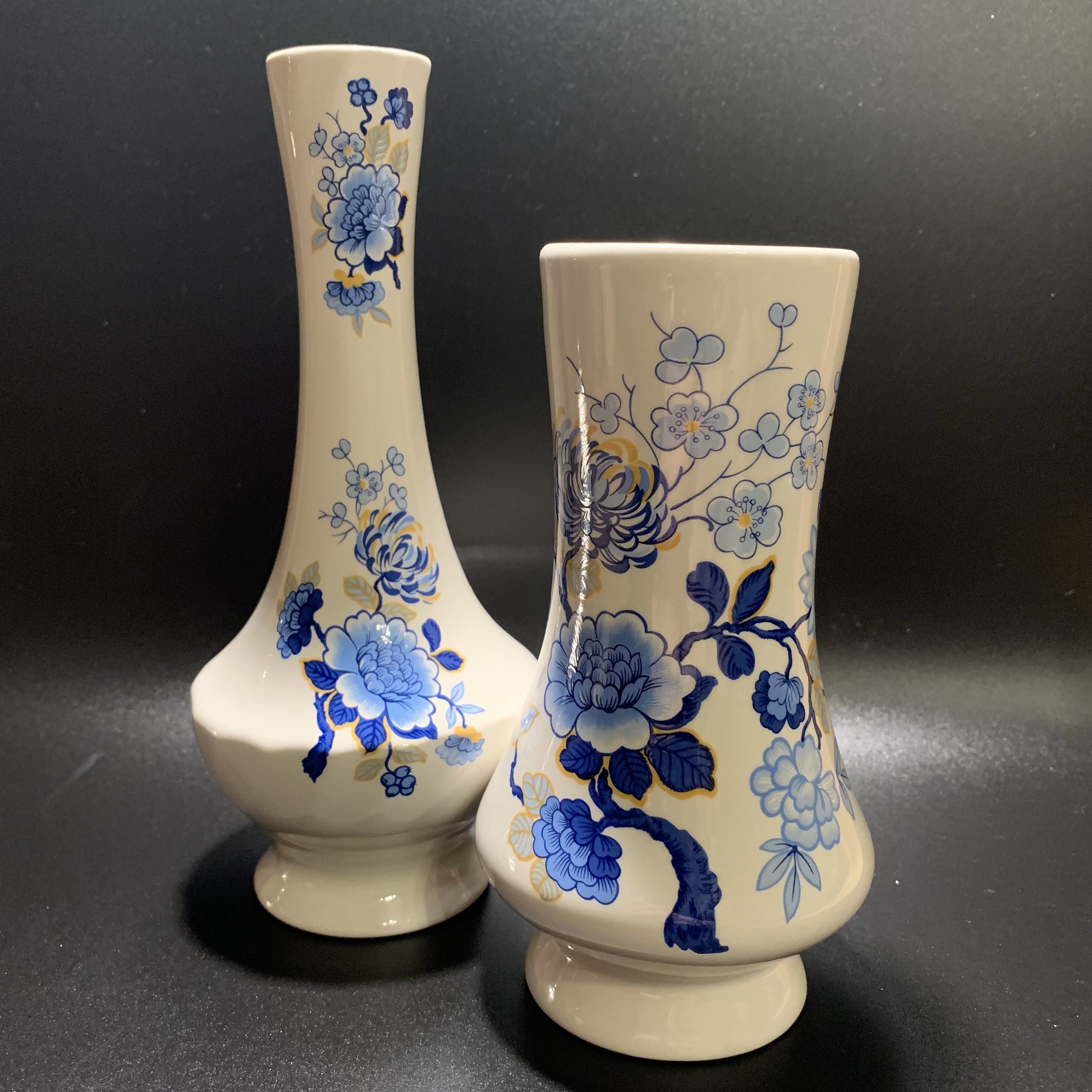 Melba Ware Vase Set Mid-century Home Decor in Blue and White Floral ...