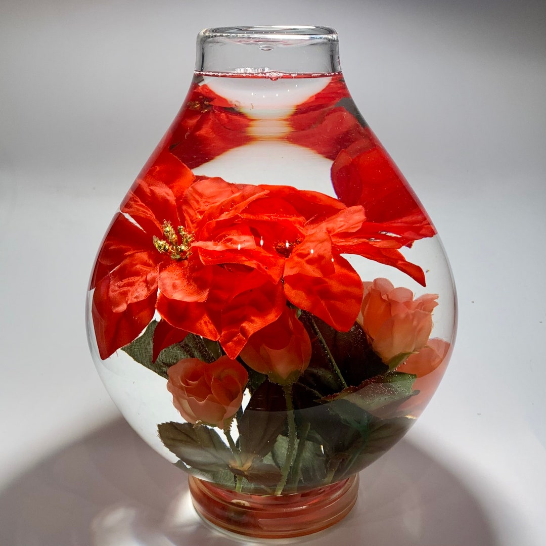 1960s Vintage Underwater Flower Vase With Silk Floral Display Large - Etsy