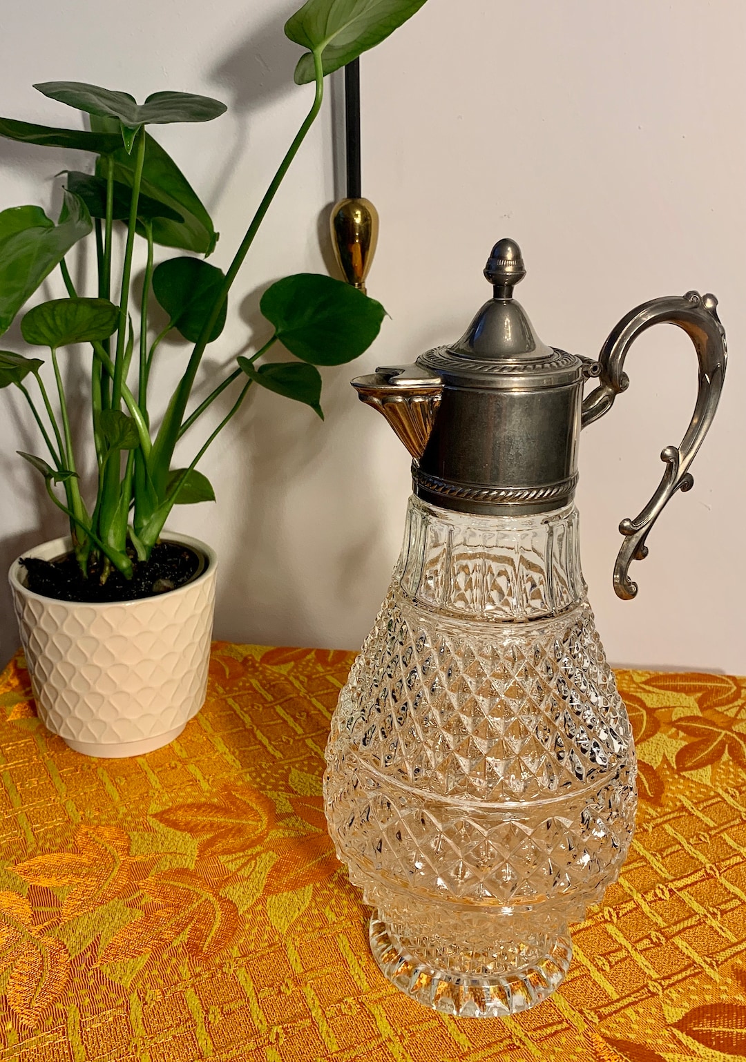 Sheraton Italy Silverplate Crystal Water Jug or Pitcher - Etsy