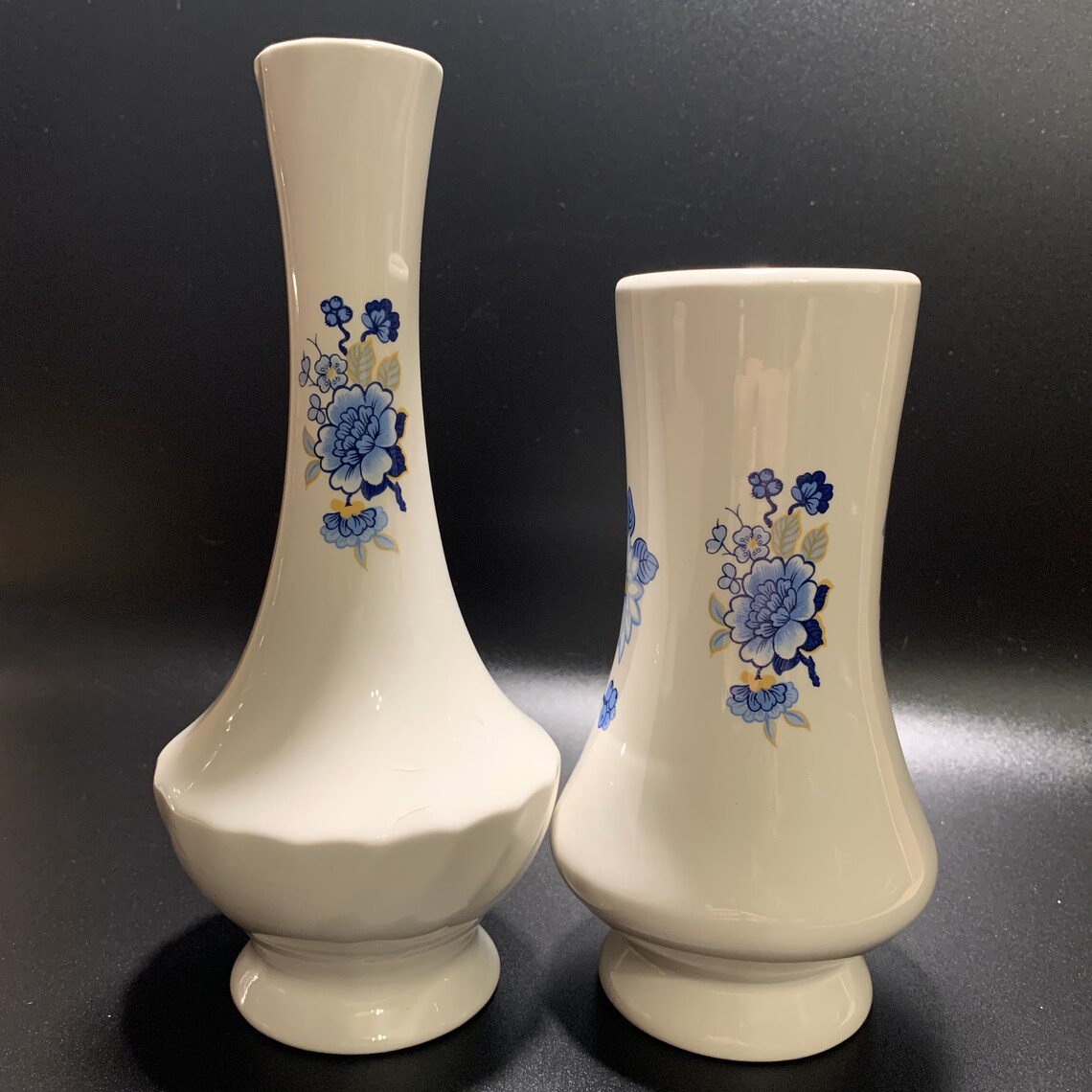 Melba Ware Vase Set Mid-century Home Decor in Blue and White Floral ...