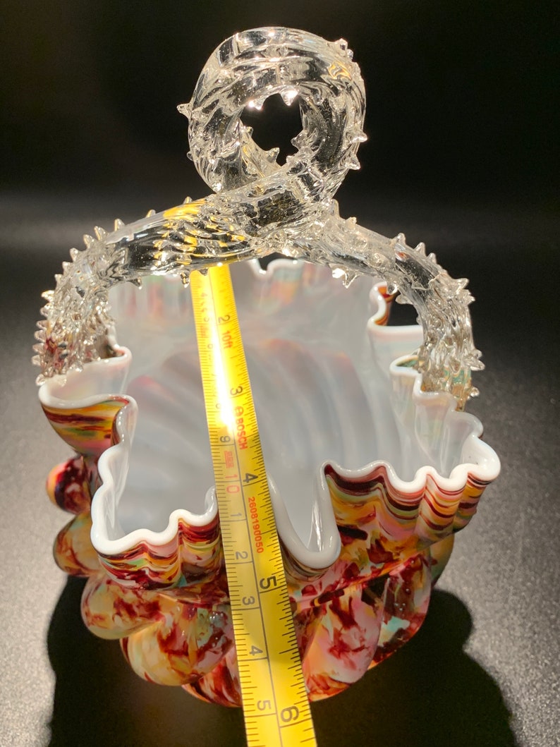 Franz Welz Early Century Confetti Glass Basket With Thorn Handle End of ...