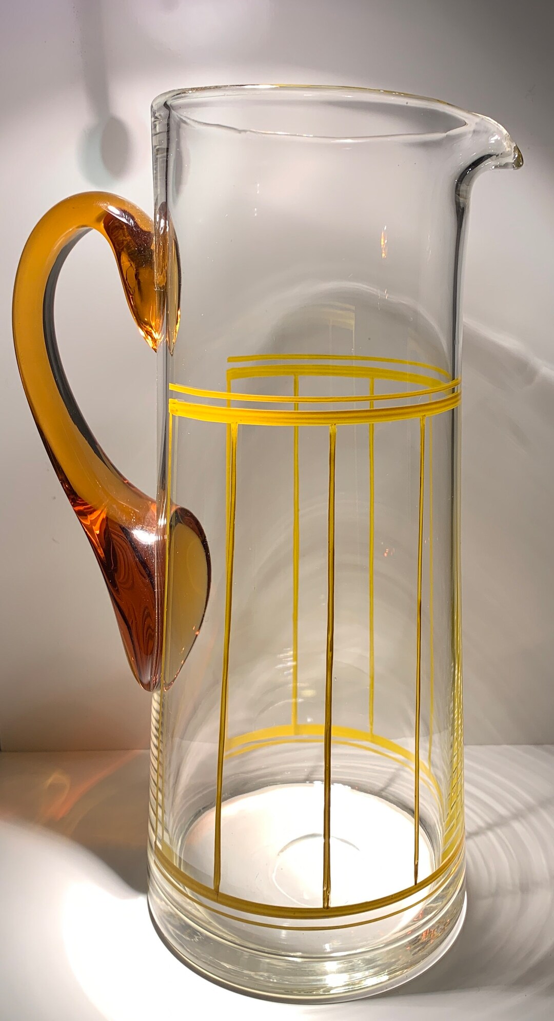 Mid-century Modern Jug Art Glass Pitcher Hand Blown Jug for Retro ...