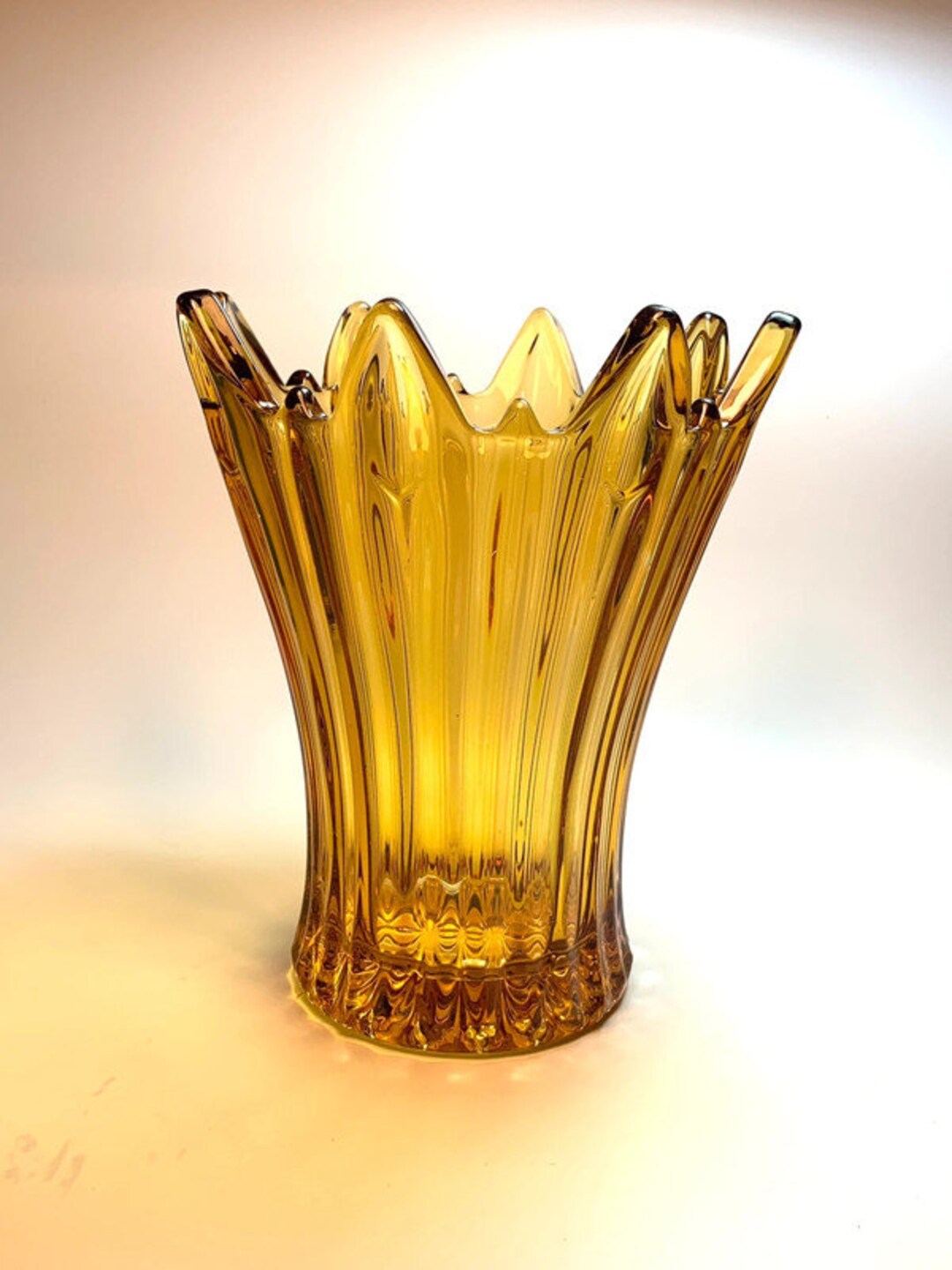 1930s Art Deco Sowerby Amber Glass Vase for Flowers. Art Deco Flower ...