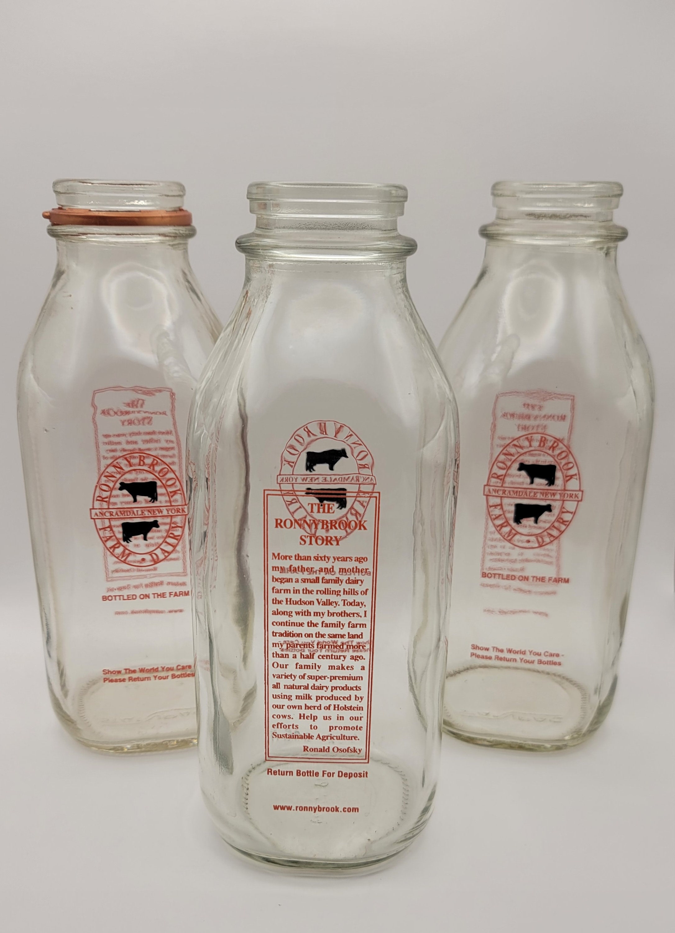 Milk Bottles Vintage Ronnybrook Farm Dairy New York One Quart Glass - Etsy