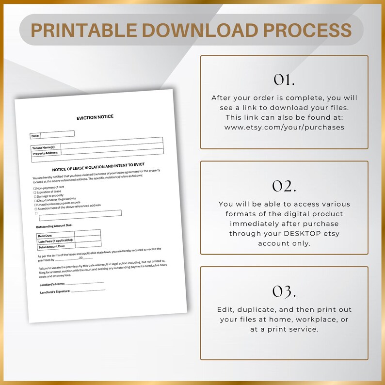 Eviction Notice Template: Landlord Lease Violation Warning to Vacate ...