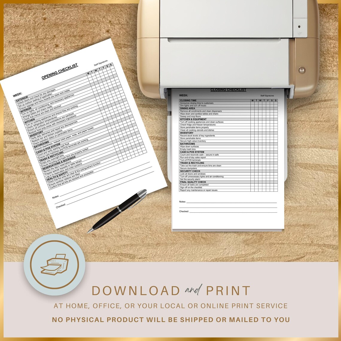 Restaurant Opening Closing Checklist: Waiter Staff Duties (PDF, Word ...