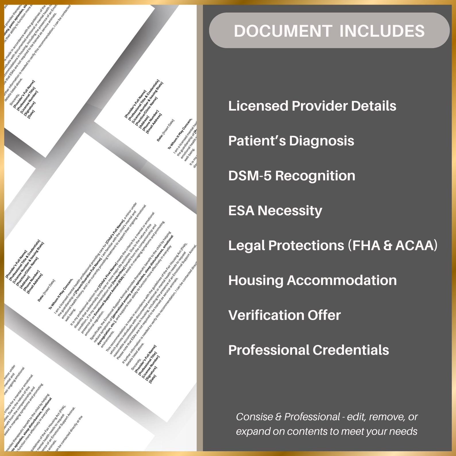 ESA Letter Template for Child | Companion Animal Letter for Minor ...