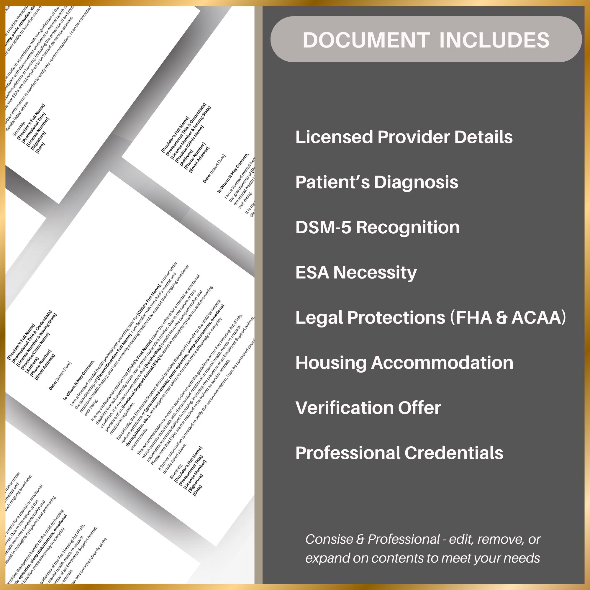 ESA Letter Template for Child | Companion Animal Letter for Minor ...