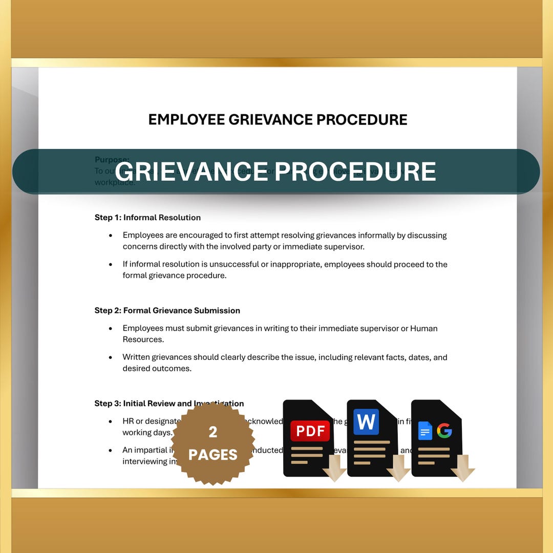 Employee Grievance Procedure, Workplace Complaint Form, HR Policy ...