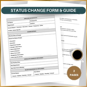 Employee Status Change Form, Payroll Adjustment Template, HR Benefits ...