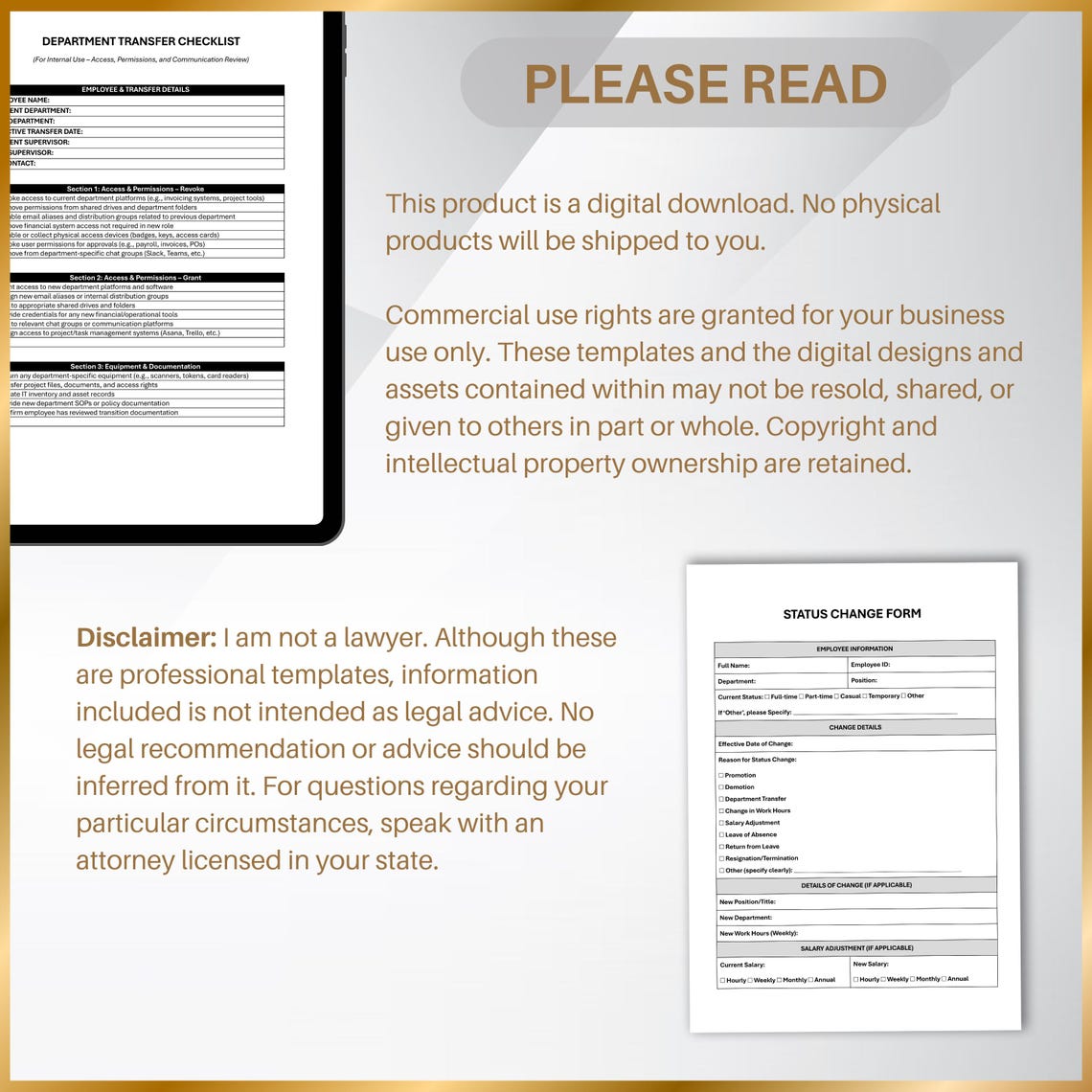 Employee Status Change Bundle, HR Status Change Forms, Role Change ...