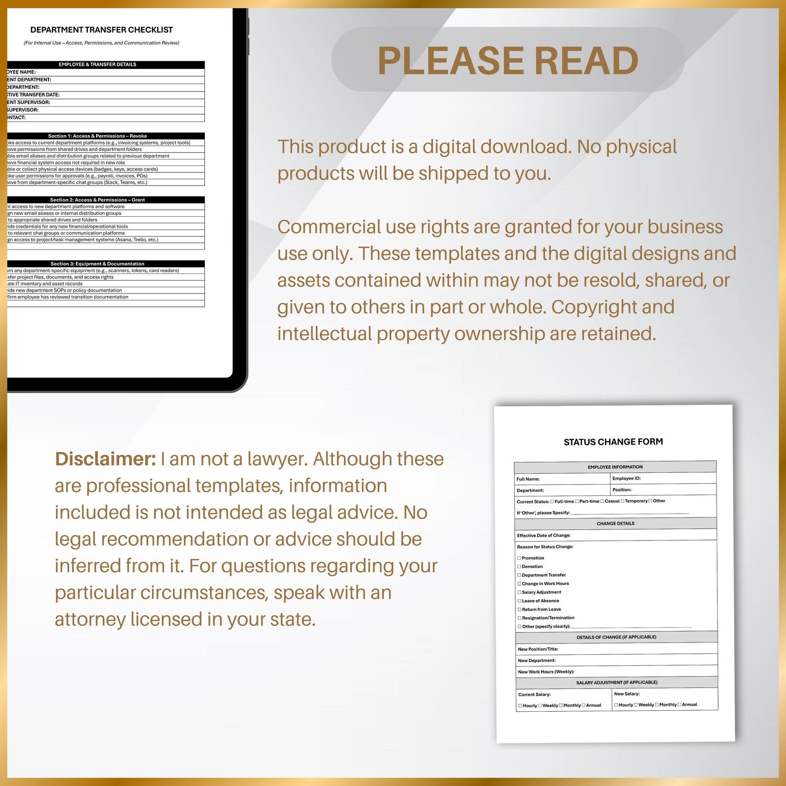 Employee Status Change Bundle, HR Status Change Forms, Role Change ...