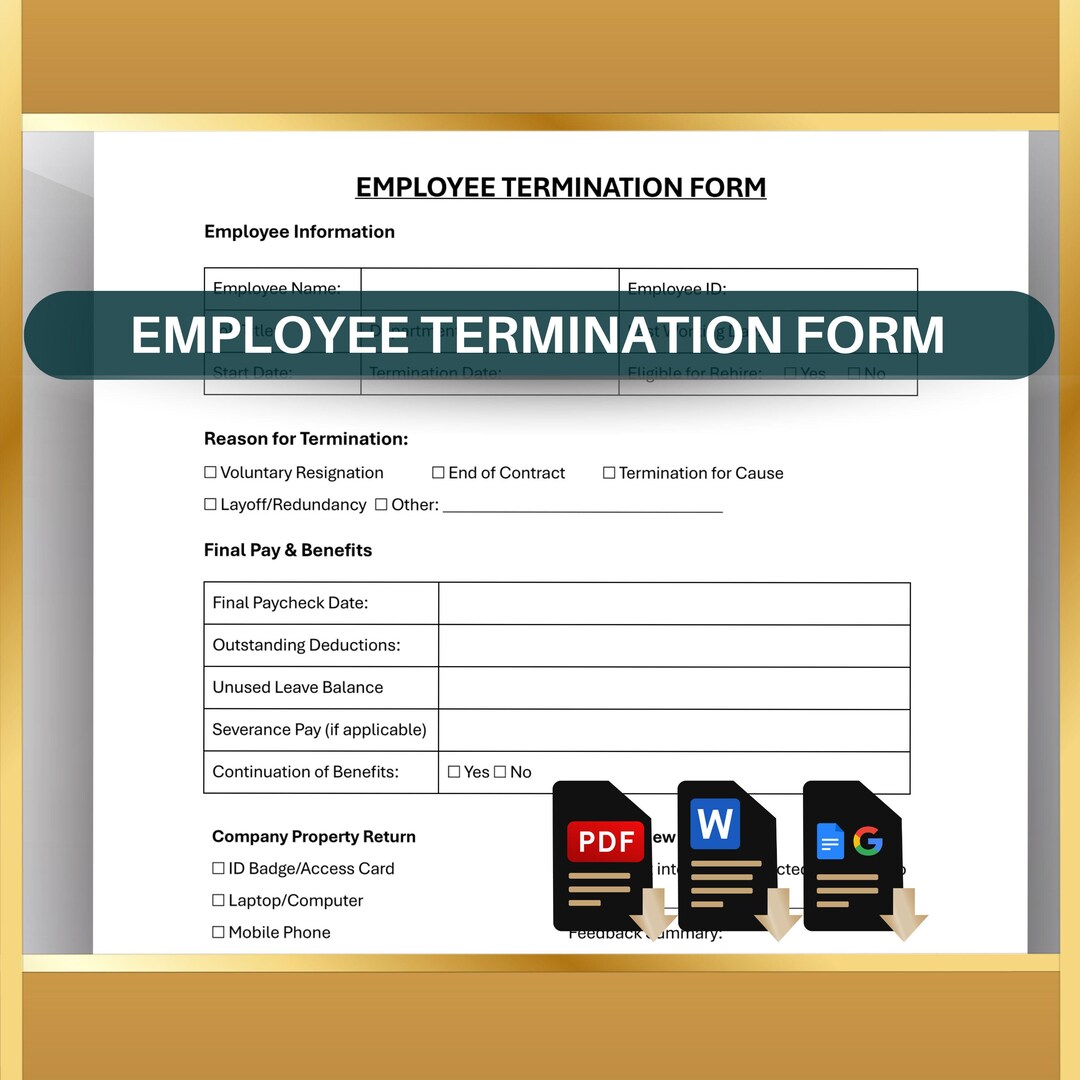 Employee Termination Form: HR Offboarding Template (instant Download ...