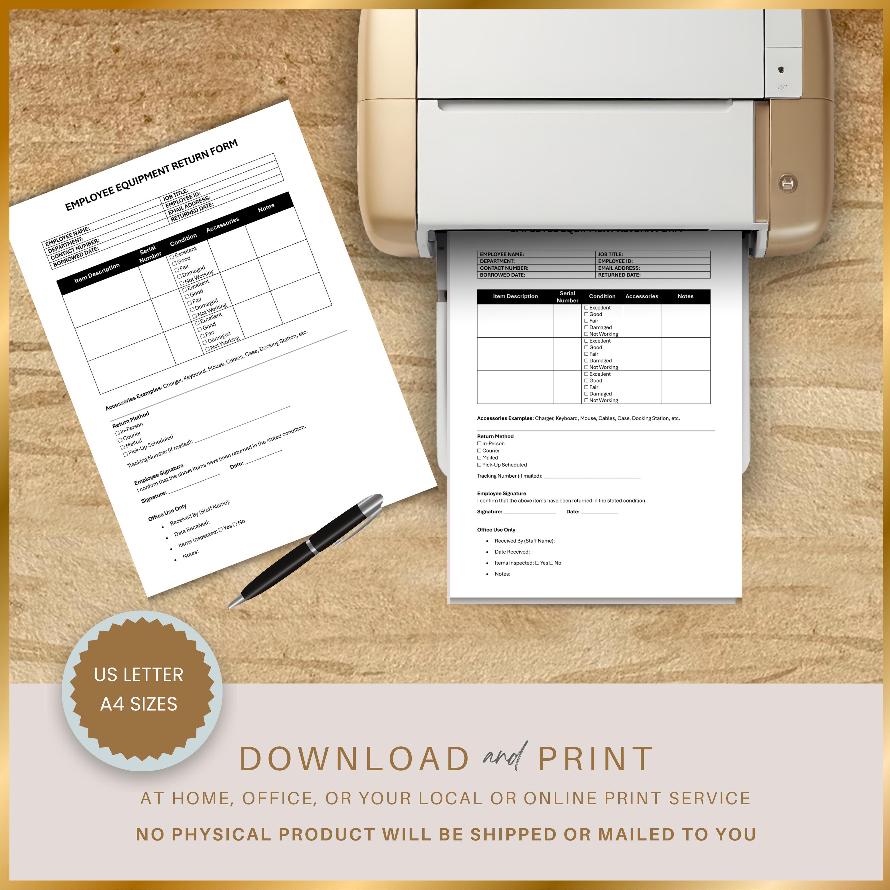 Employee Equipment Return Form | Office Equipment Return | HR ...