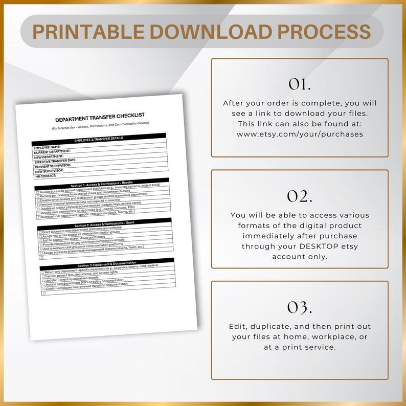 Department Transfer Checklist: HR Employee Staff Transition Internal ...