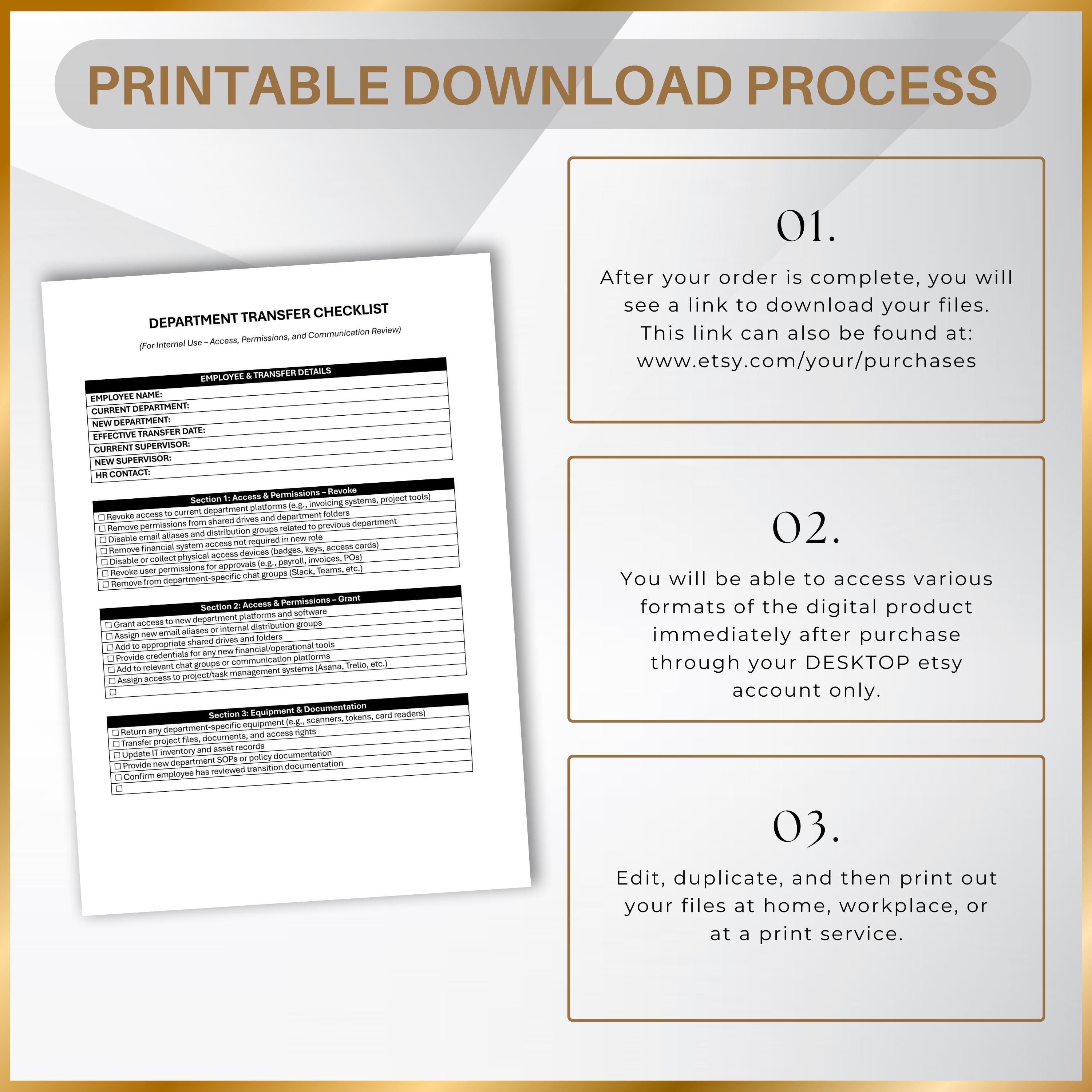 Department Transfer Checklist: HR Employee Staff Transition Internal ...