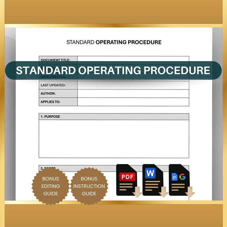 SOP Template for Small Business: Standard Operating Procedure, Business ...