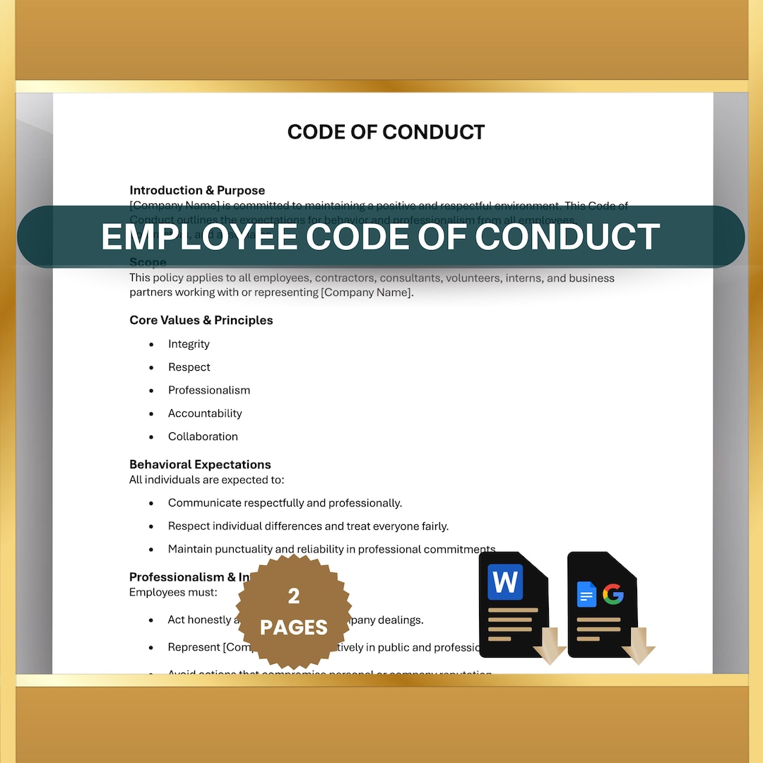 Employee Code of Conduct Template | Workplace Behavior Policy | Staff ...