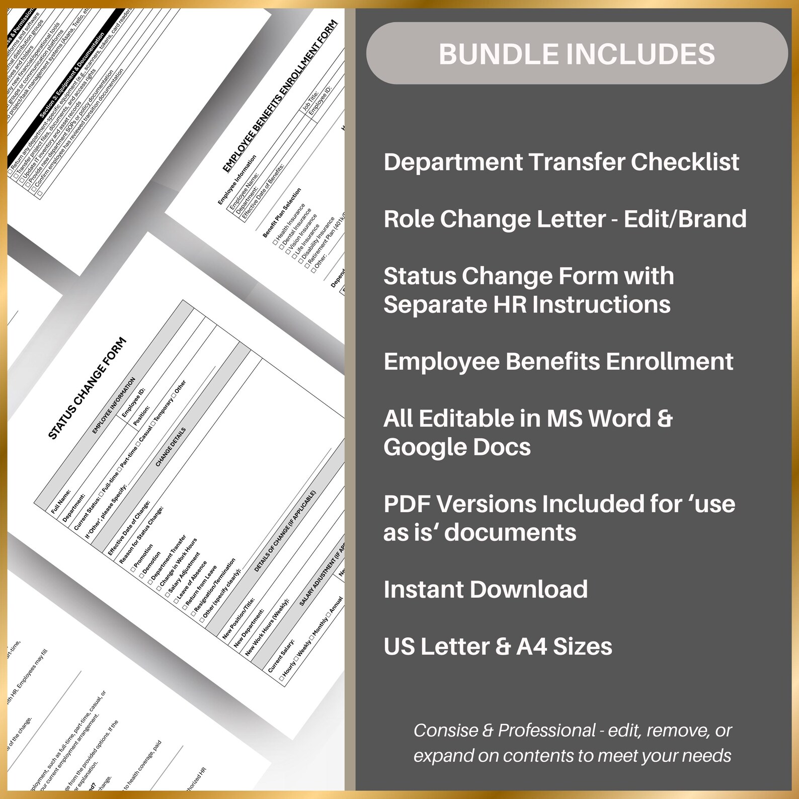 Employee Status Change Bundle, HR Status Change Forms, Role Change ...