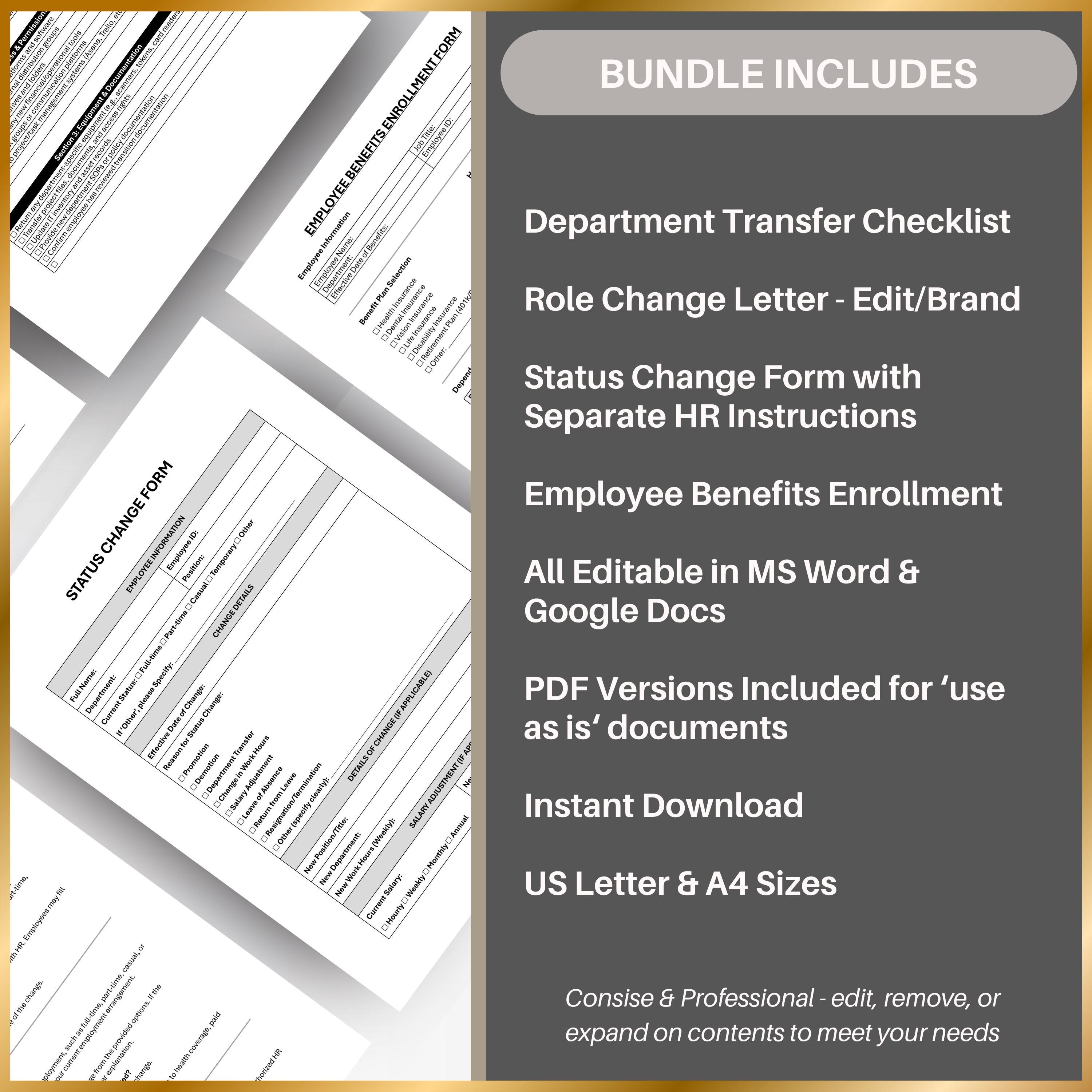 Employee Status Change Bundle, HR Status Change Forms, Role Change ...