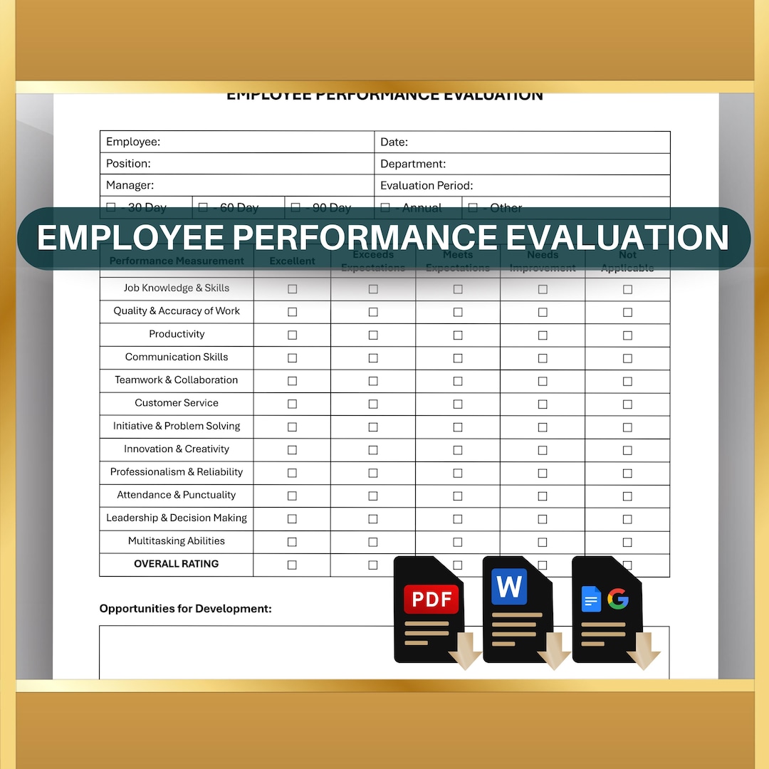 Employee Performance Evaluation Template: HR Staff Annual Review Form ...