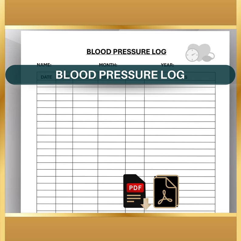 Blood Pressure Log, Editable Printable Blood Pressure Monitor, Daily ...