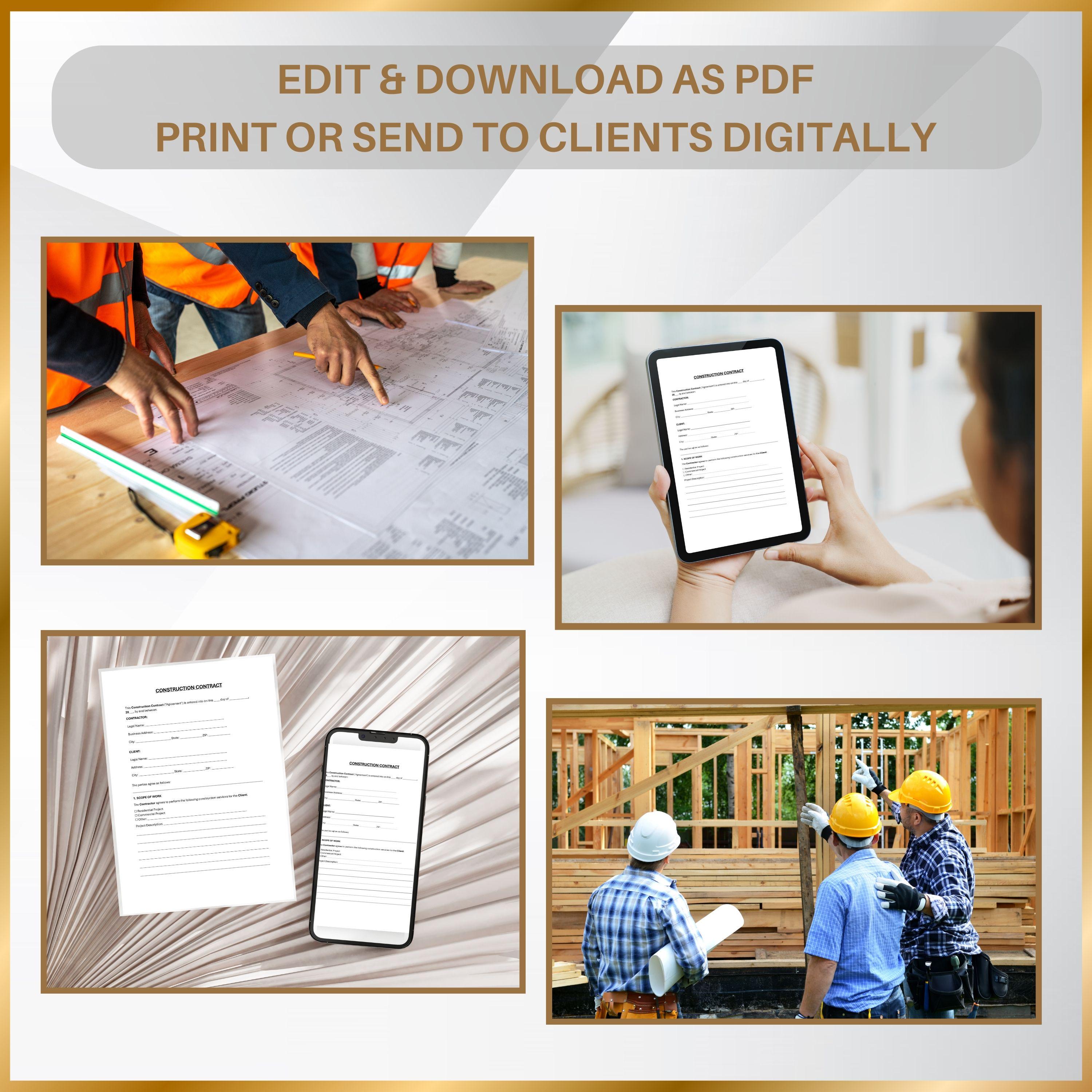 Construction Contract Agreement, Contractor Template. Residential ...