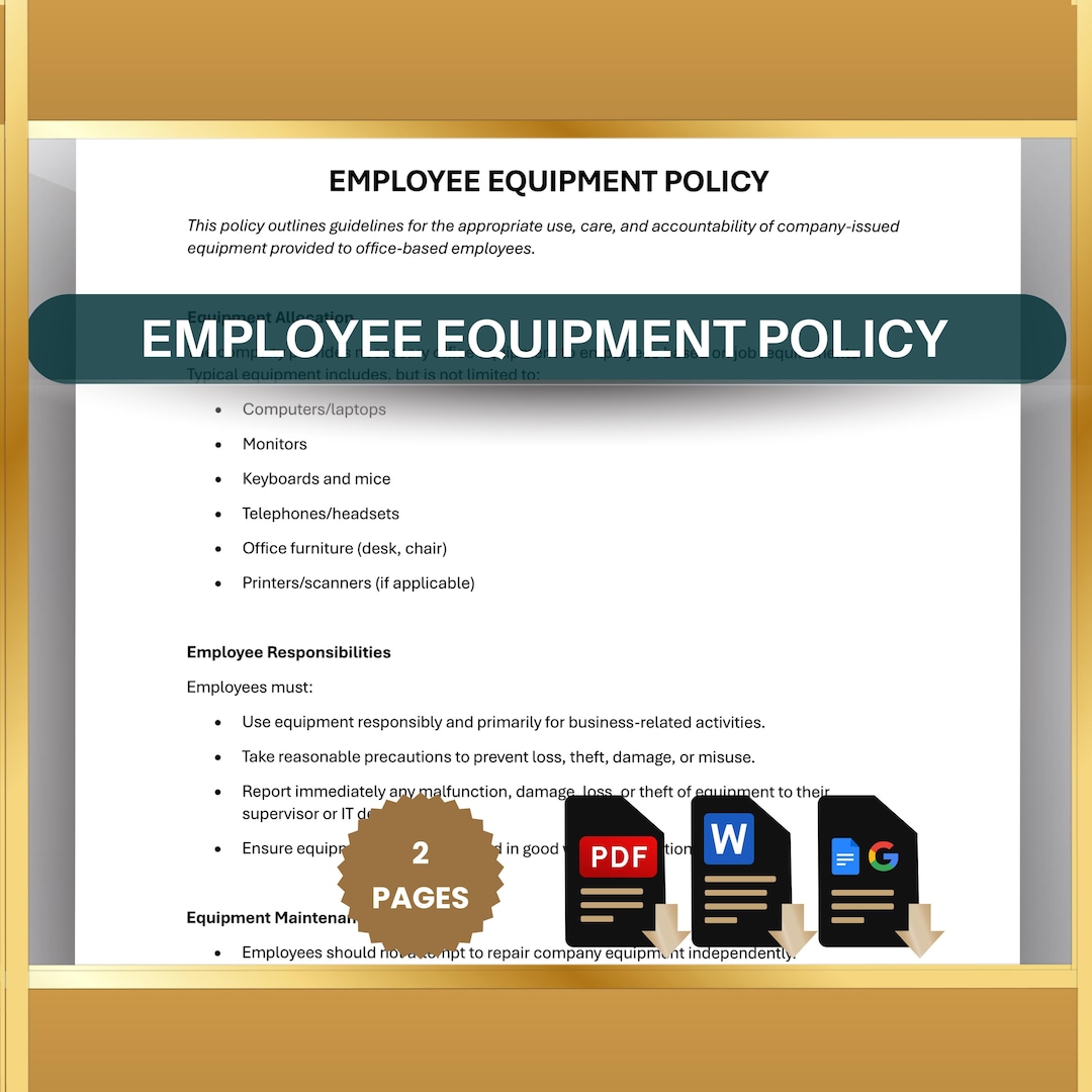Employee Equipment Policy Agreement Template | Company Equipment Use ...