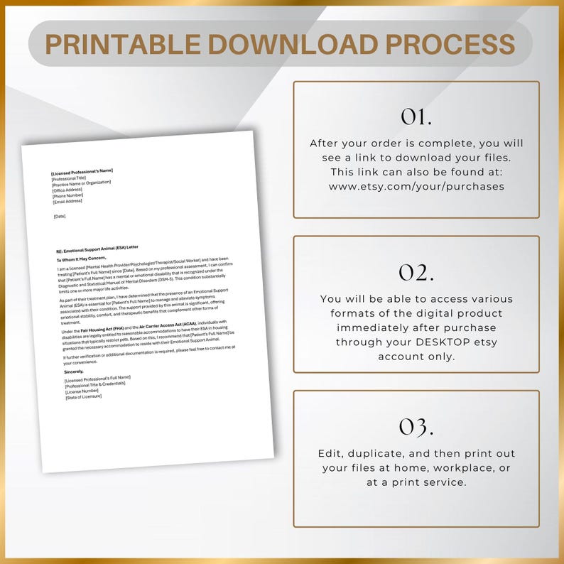 Emotional Support Animal Letter, ESA Housing & Travel Accommodation ...