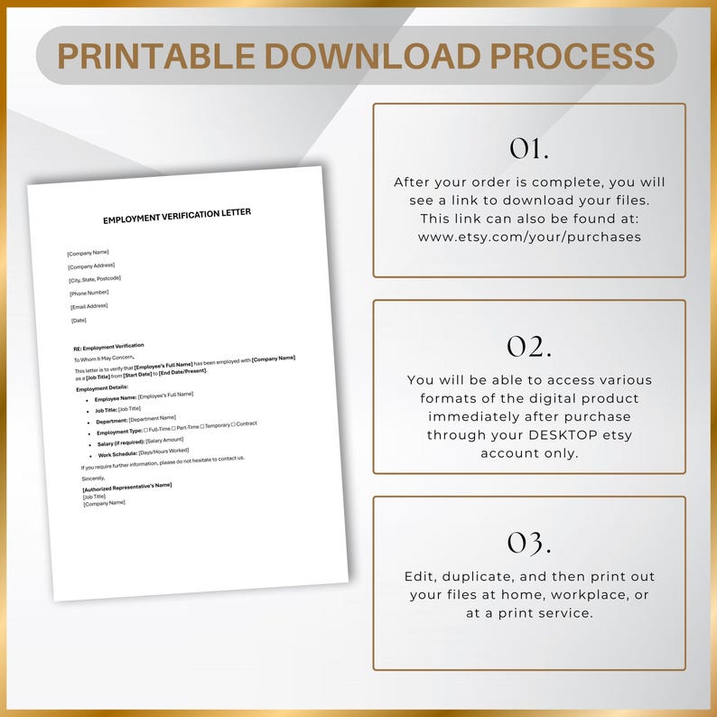 Editable Employment Verification Letter Template (instant Download) - Etsy