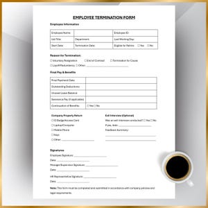 Employee Termination Form: HR Offboarding Exit Document Template ...