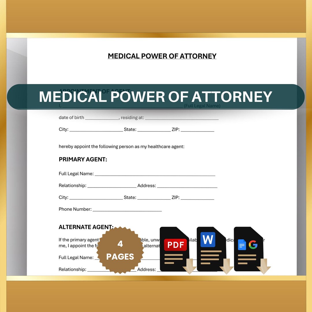 Medical Power of Attorney Form: Healthcare POA Template (printable PDF ...