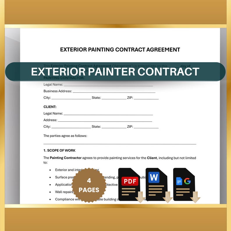 Exterior Painter Contract Template: Painting Service Agreement ...
