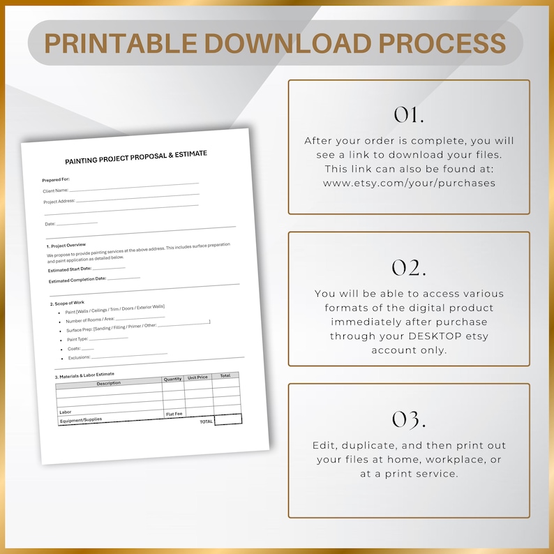 Painting Proposal Template: Contractor Estimate, Painter Job Bid Sheet ...