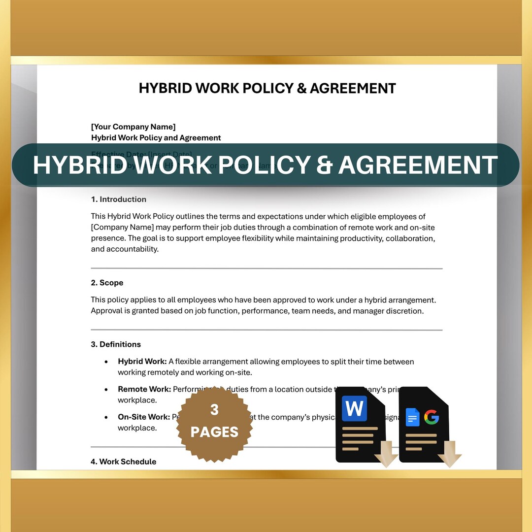 Hybrid Work Policy Template | Remote Work Agreement | HR Policy ...