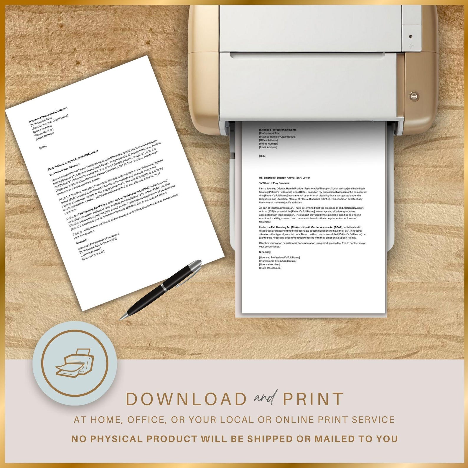 Emotional Support Animal Letter, ESA Housing & Travel Accommodation ...