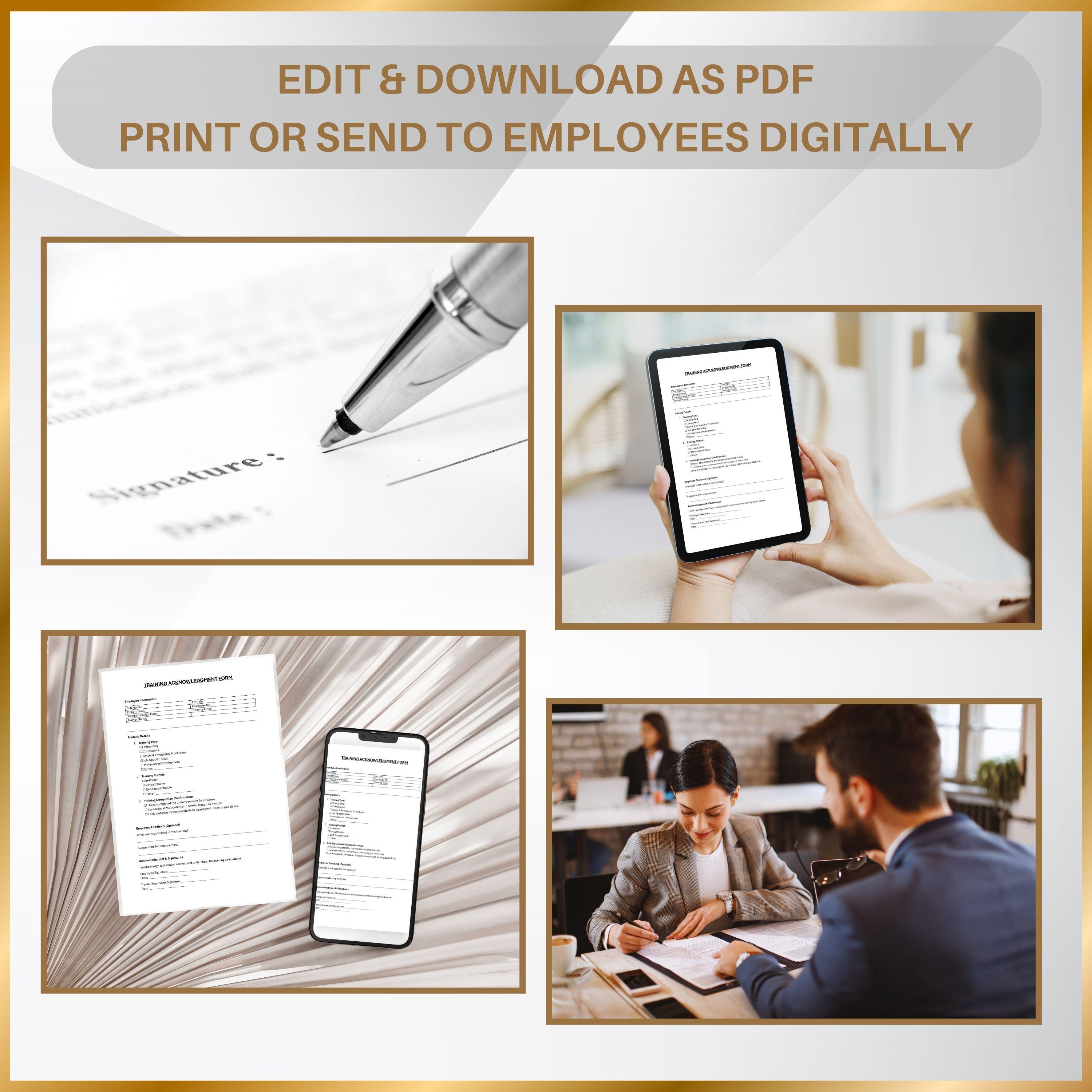 Training Acknowledgment Form, Employee Training Record, Compliance Sheet, Workplace Trainer Log ...