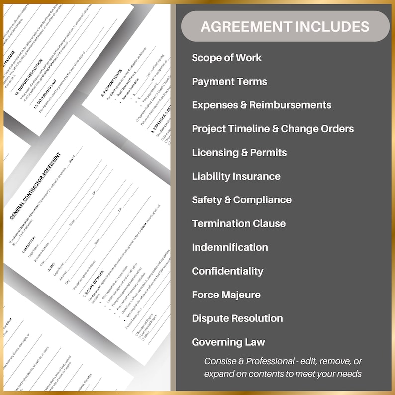 General Contractor Agreement Template, Construction Contract Template ...