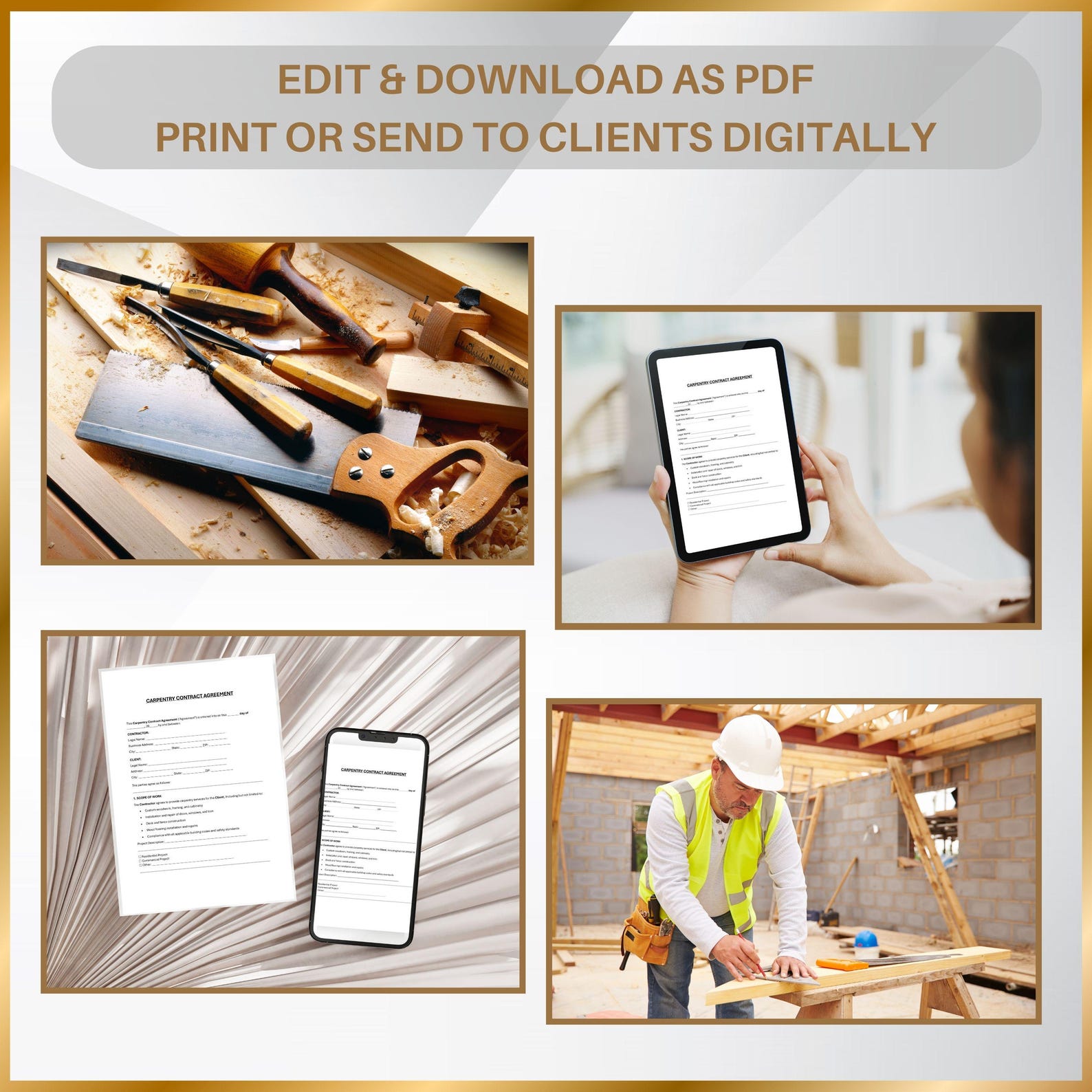Carpenter Contract Template: Woodworking Carpentry Agreement for ...