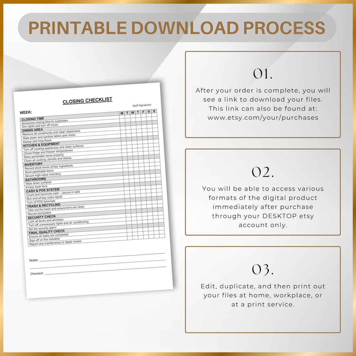 Restaurant Opening & Closing Checklist, Server Side Work List ...