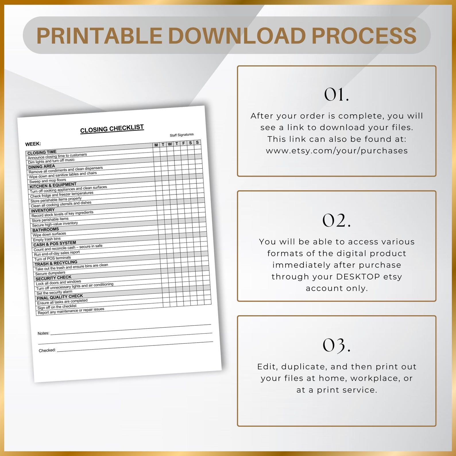 Restaurant Opening & Closing Checklist, Server Side Work List ...