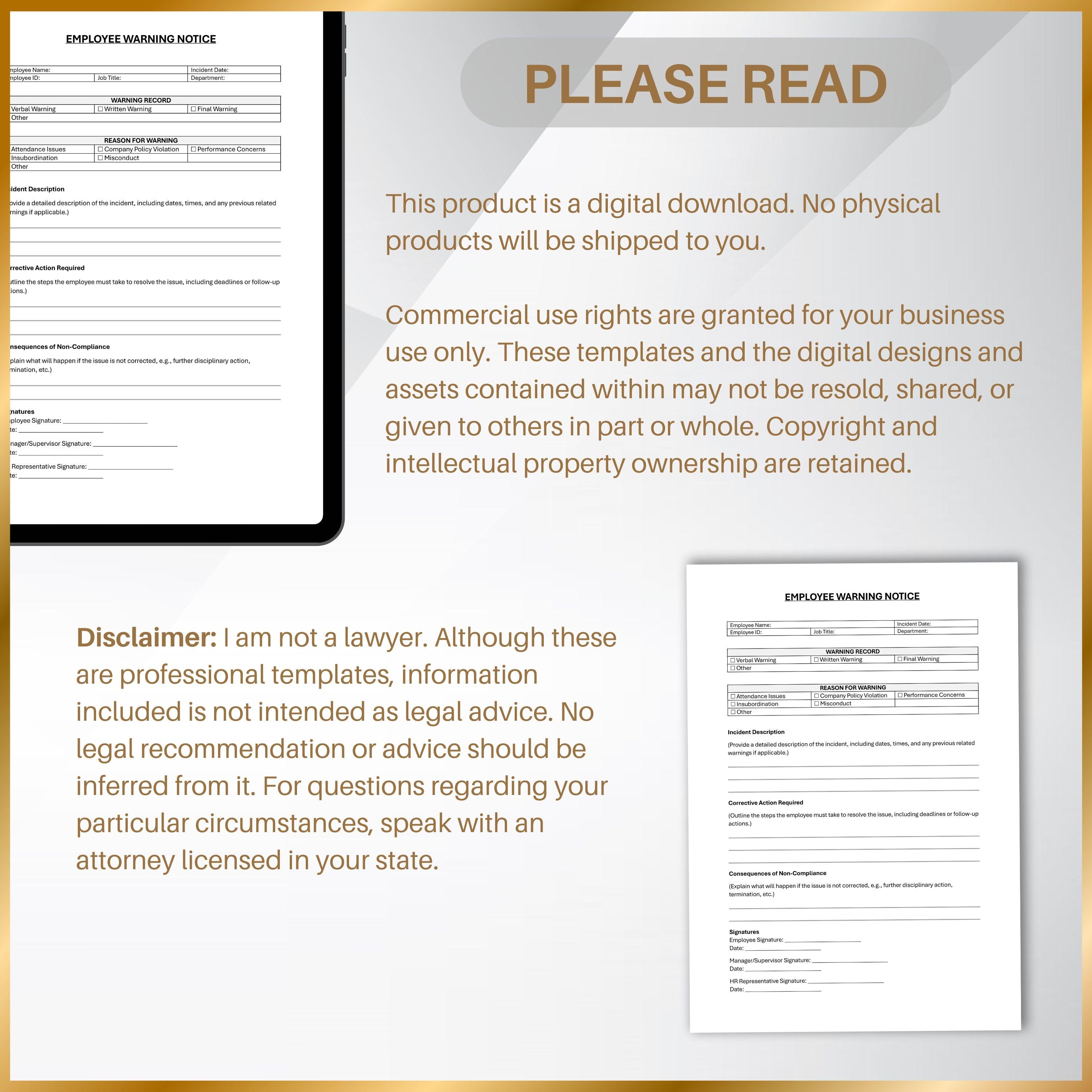 Employee Warning Notice: HR Policy Violation and Disciplinary Form ...