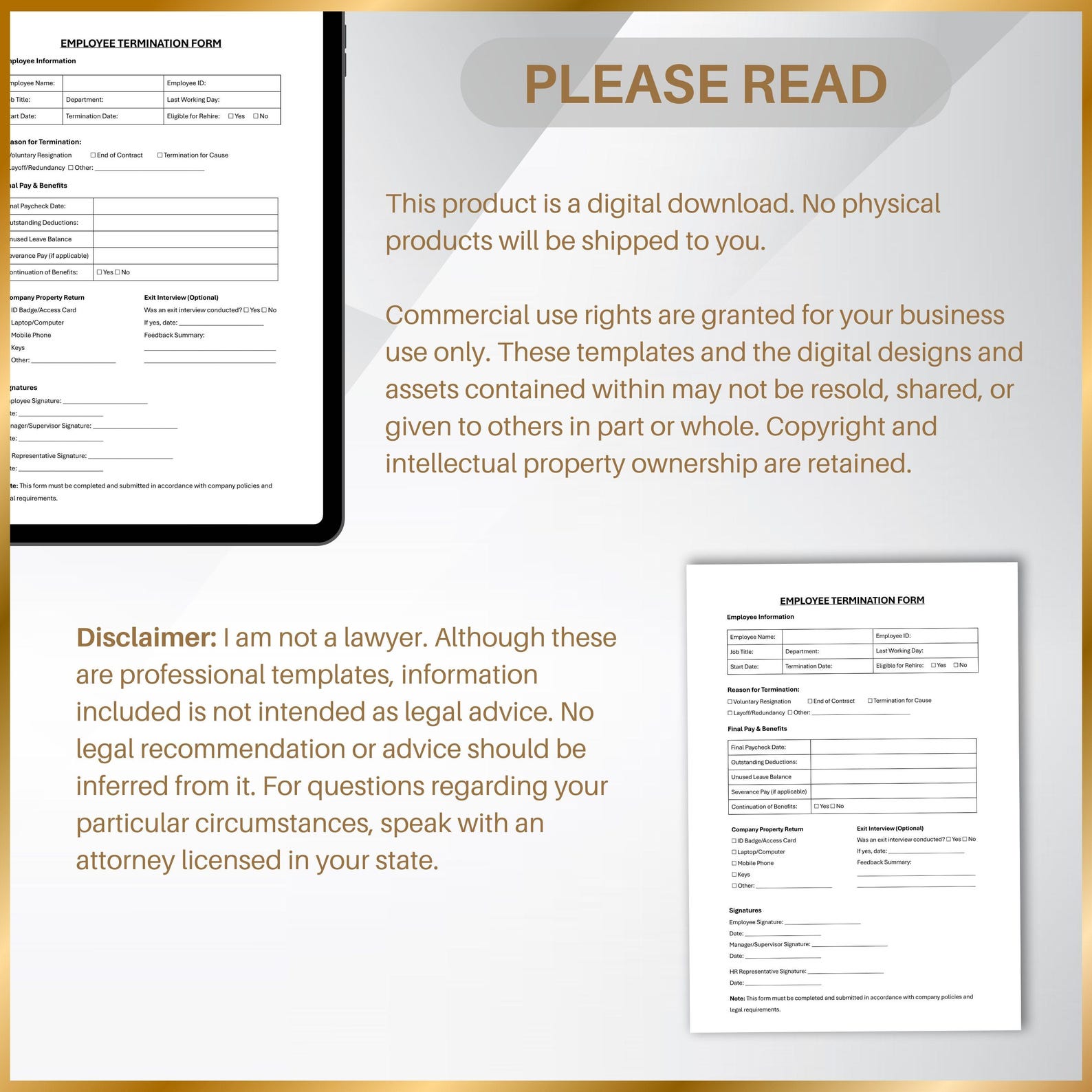 Employee Termination Form: HR Offboarding Exit Document Template ...