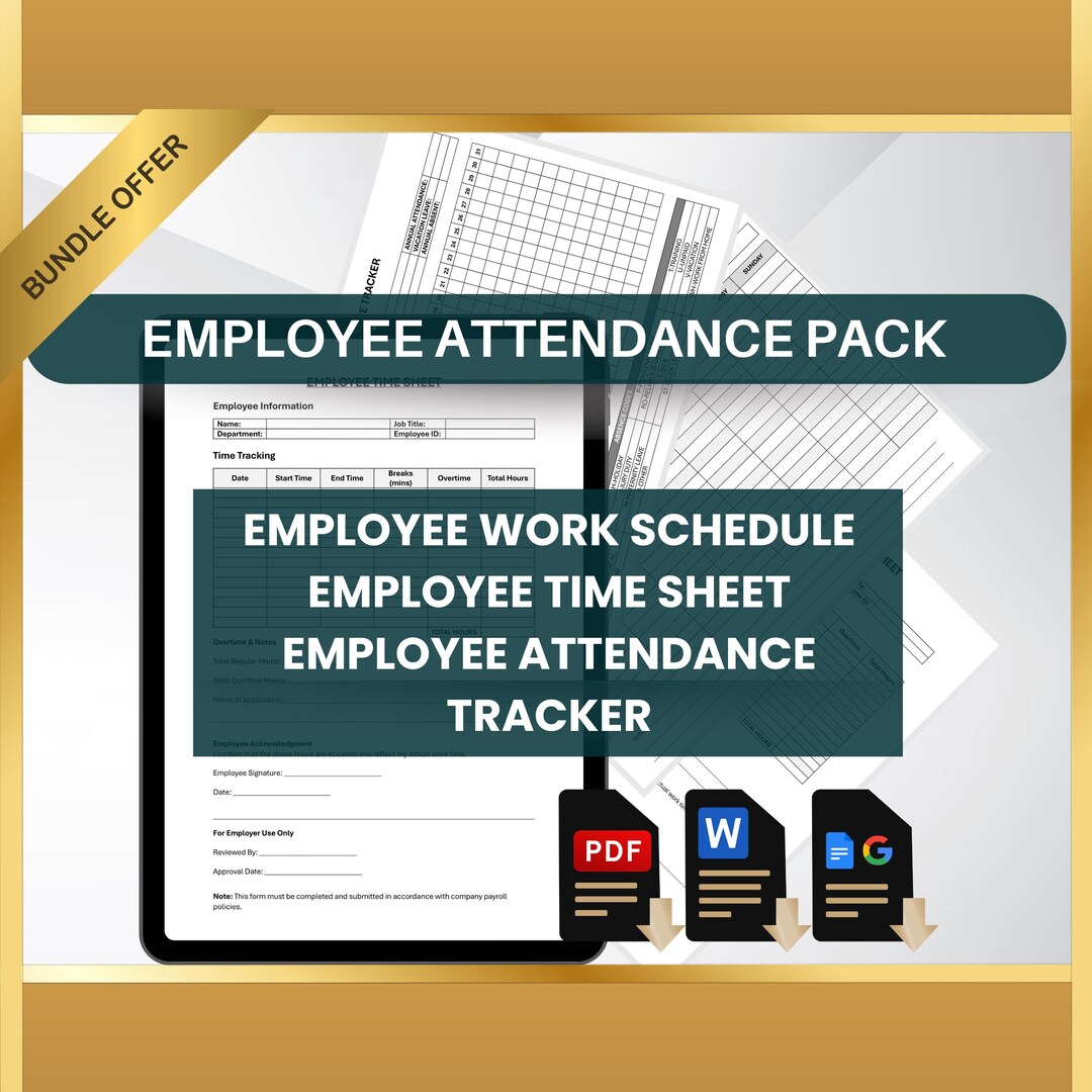 Employee Attendance Bundle | Time Sheet Template | Attendance Tracker ...