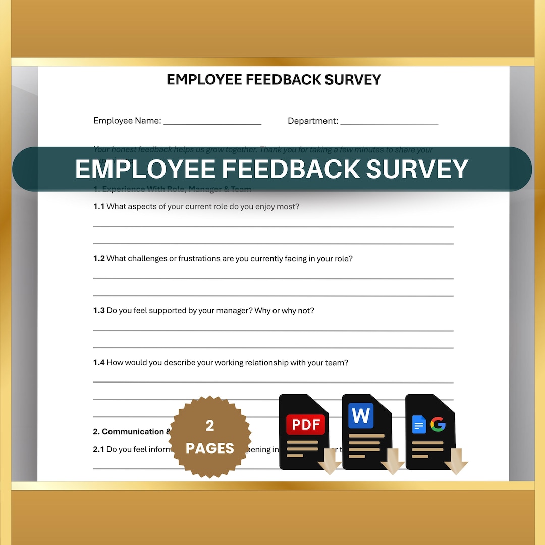 Employee Feedback Survey Template: HR Engagement Form (editable PDF ...