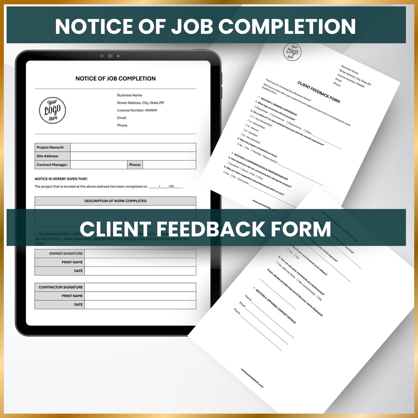 General Contractor Forms Bundle: Collection of Paperwork Templates for ...